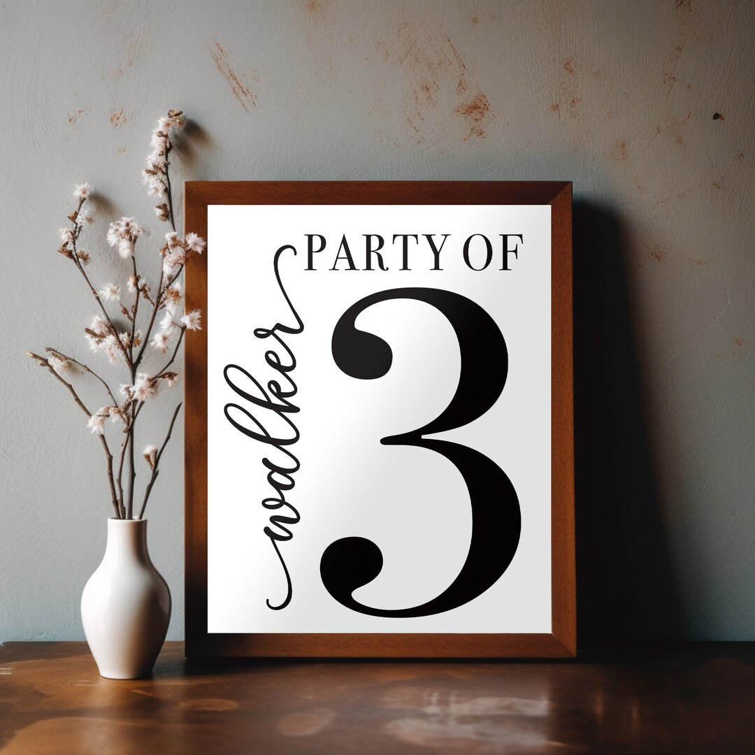 PERSONALIZED Family NAME PARTY of Sign Multiple Sizes Print Only or Wood Frame Party of 2 Party ...