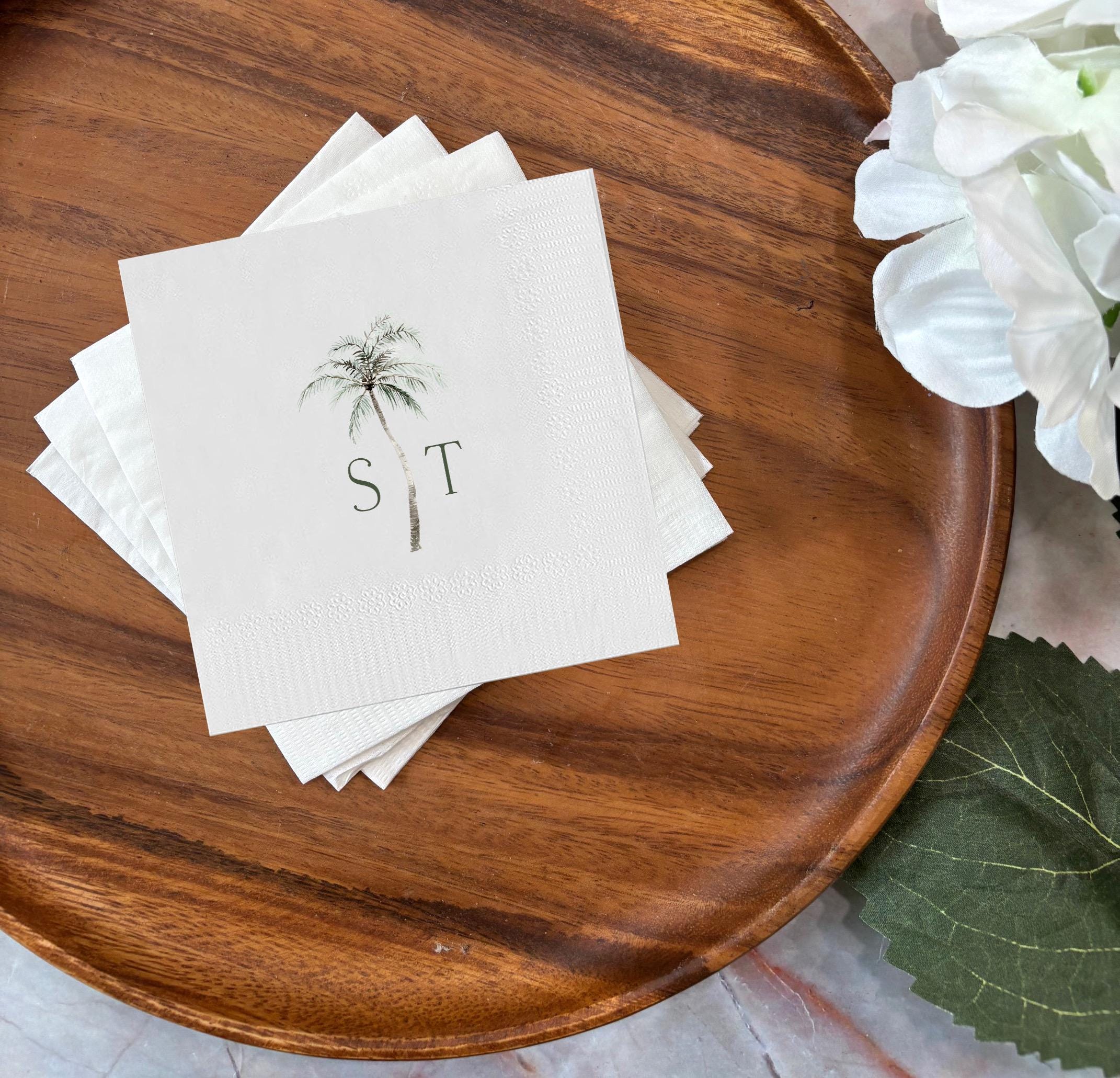 Personalized Palm Tree Napkins | Personalized White Napkin With PALM ...