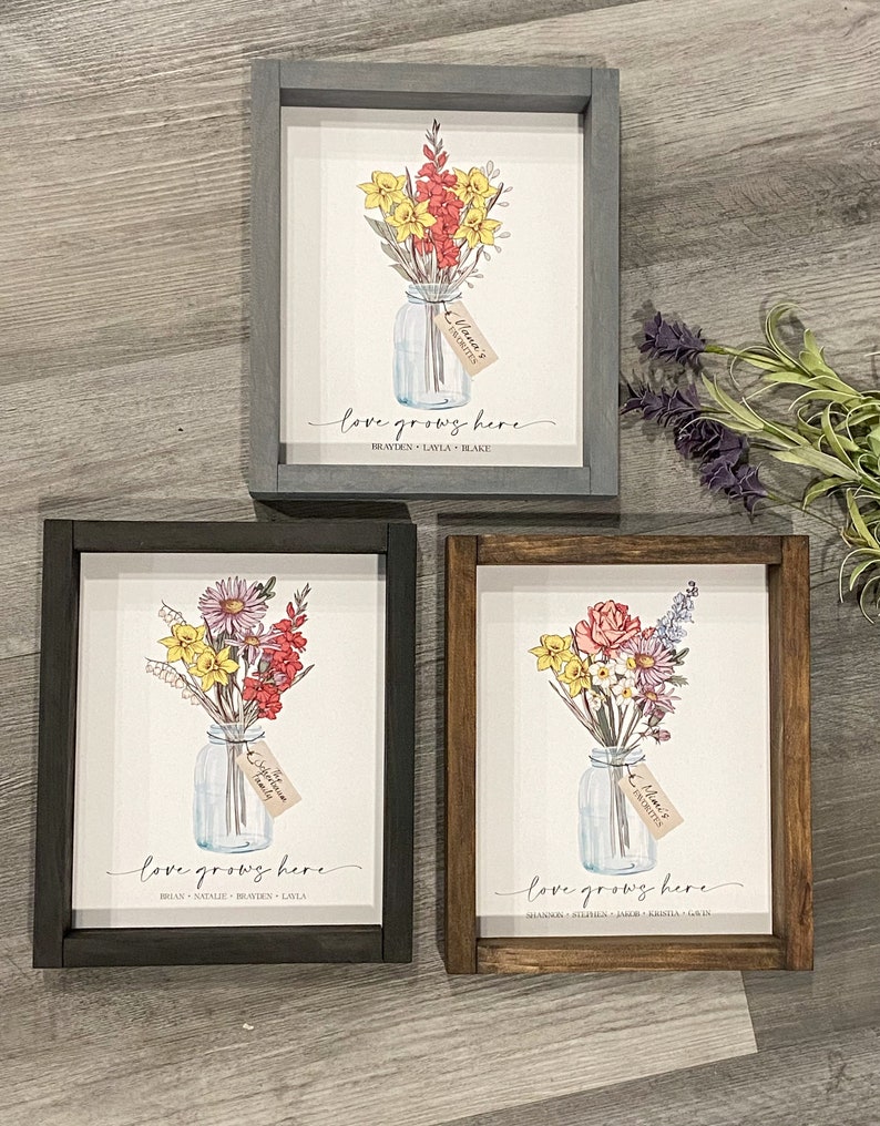 Personalized Birth Month Flower Art Family Flower Bouquet - Etsy