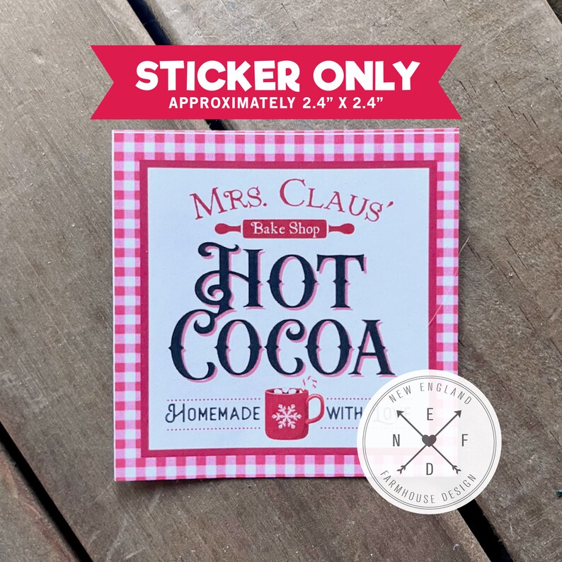 MRS Claus' Bakeshop Shop STICKER Label Only | Easy-to-peel Stickers | 3 ...