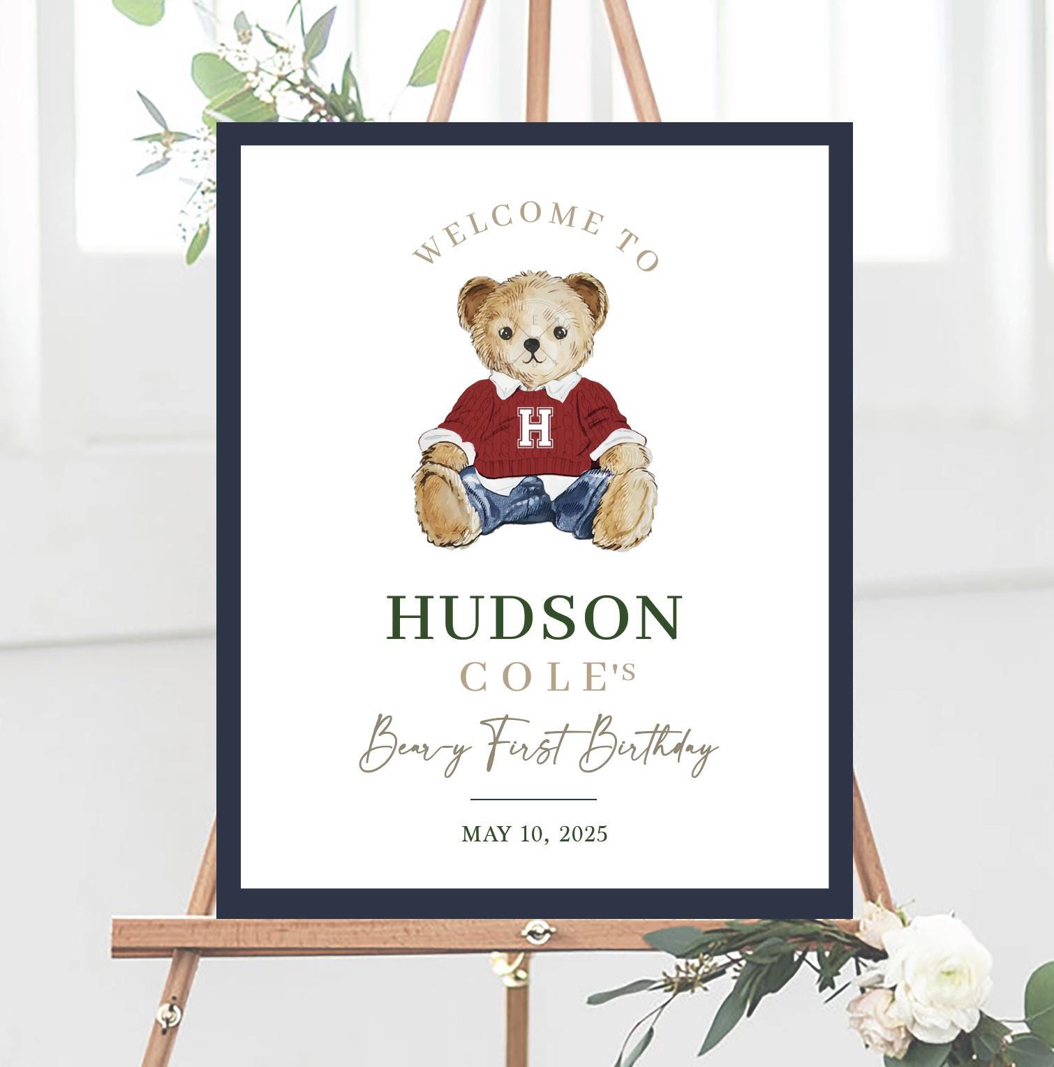 Custom Vintage Bear Welcome Poster | DIGITAL File, Print, Frame or ...