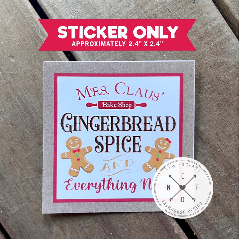 MRS Claus' Bakeshop Shop STICKER Label Only | Easy-to-peel Stickers | 3 ...