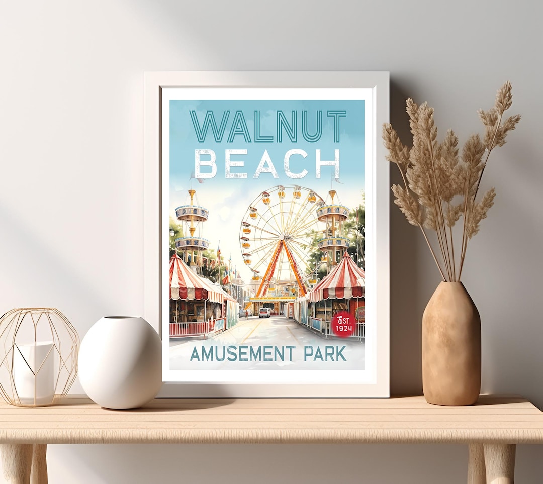 WALNUT Beach AMUSEMENT PARK Vintage Watercolor Art | Milford, Ct Beach ...