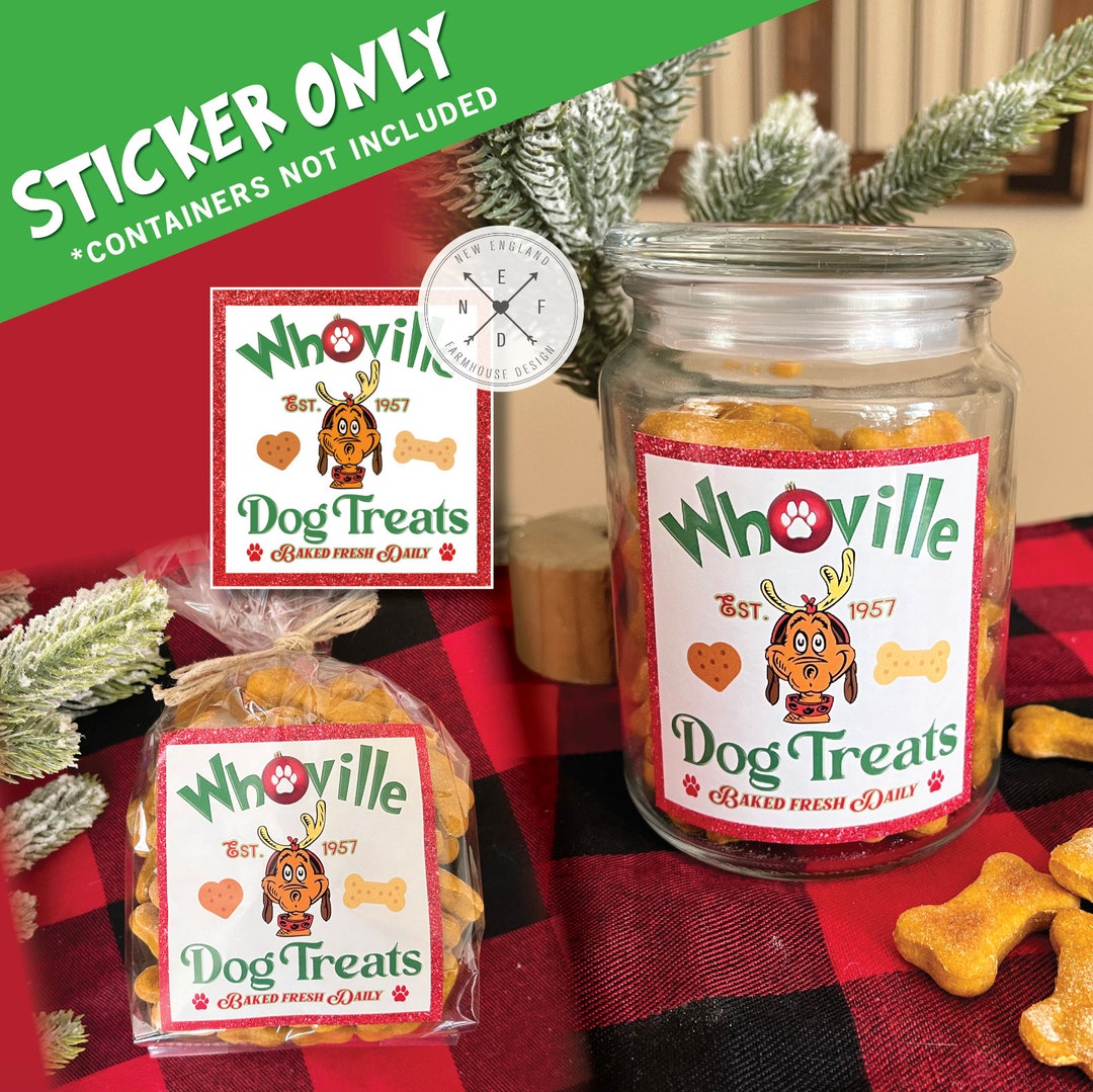 WHOVILLE Dog Treats STICKER Label | Sticker Only | 2 Size Options 2.4 ...