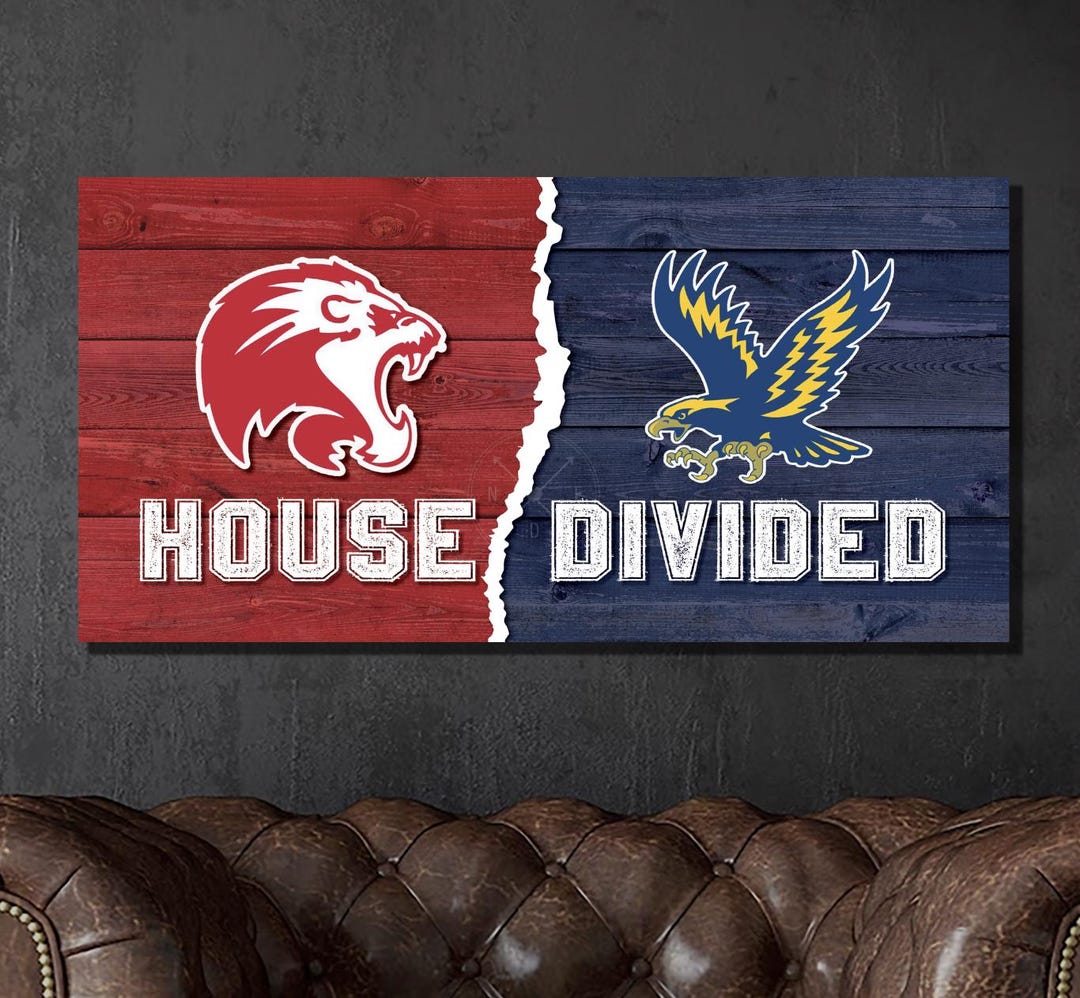 HOUSE DIVIDED Custom 2 SPORTS Team Sign | Framed Sign, Print Only or ...