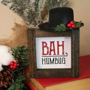 SCROOGE Themed Mini Wood Framed Signs BAH HUMBUG Old Man Scrooge Coffee ...
