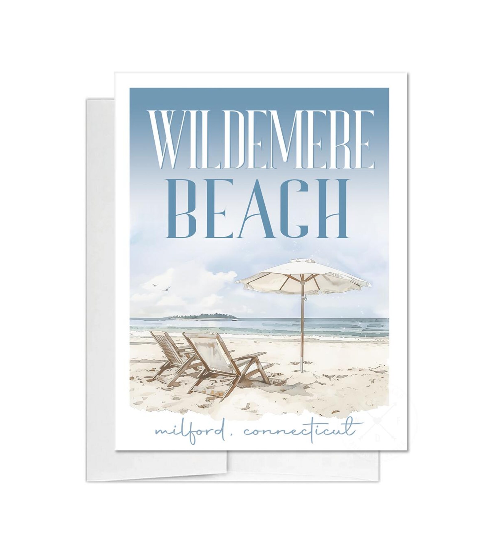 WILDEMERE BEACH Scene Blue Watercolor Art | Milford, Connecticut Beach ...