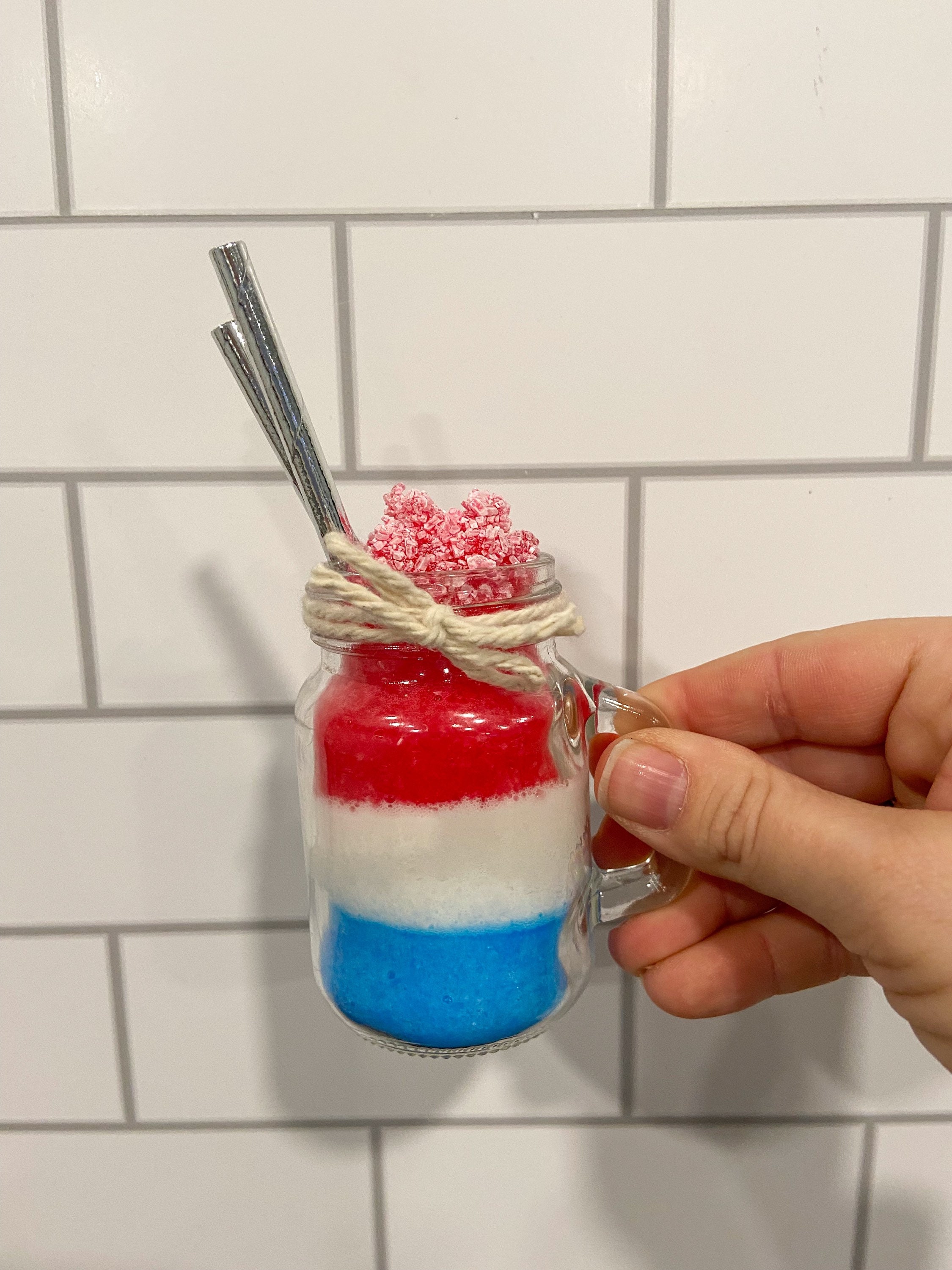 FAUX Red White and Blue SLUSHIE in MINI Glass Mason Jar - Etsy