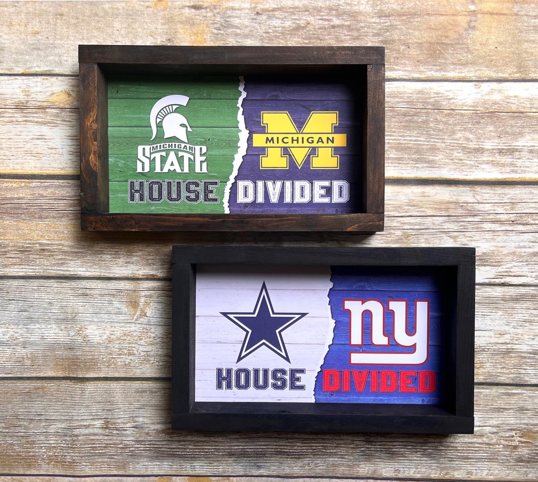 HOUSE DIVIDED Custom 2 SPORTS Team Sign Custom Wood Framed - Etsy
