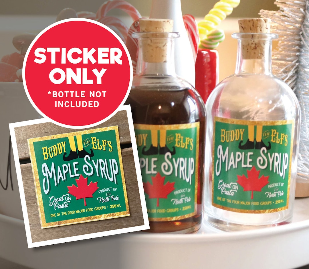 BUDDY the Elf Maple Syrup STICKER Label Only | Easy-to-peel Sticker ...