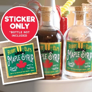 BUDDY the Elf Maple Syrup STICKER Label Only | Easy-to-peel Sticker ...