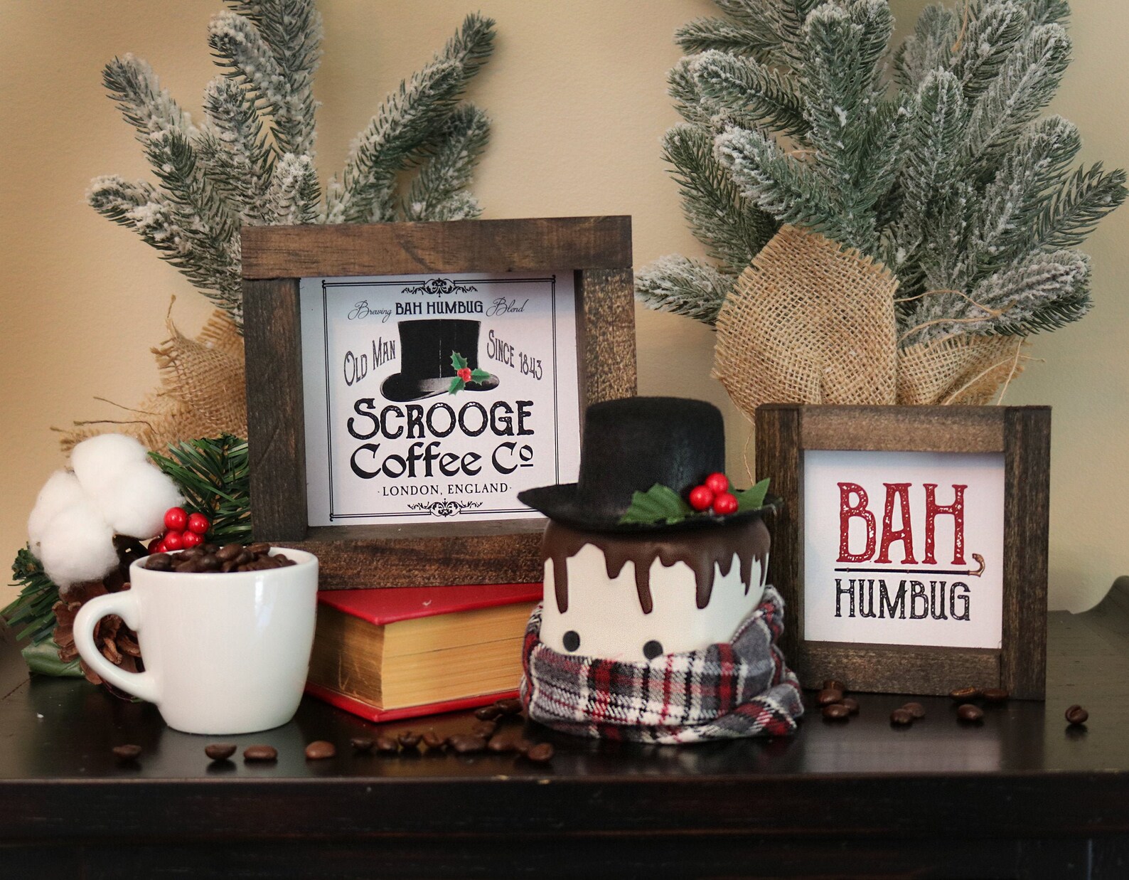 SCROOGE Themed Mini Wood Framed Signs BAH HUMBUG Old Man - Etsy