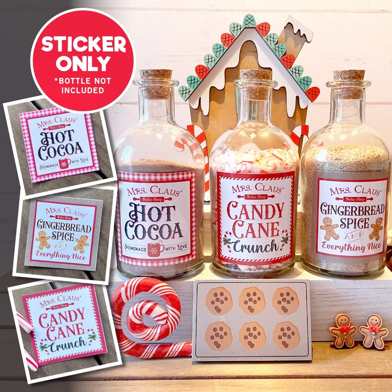 MRS Claus' Bakeshop Shop STICKER Label Only | Easy-to-peel Stickers | 3 ...
