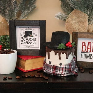 SCROOGE Themed Mini Wood Framed Signs BAH HUMBUG Old Man Scrooge Coffee ...