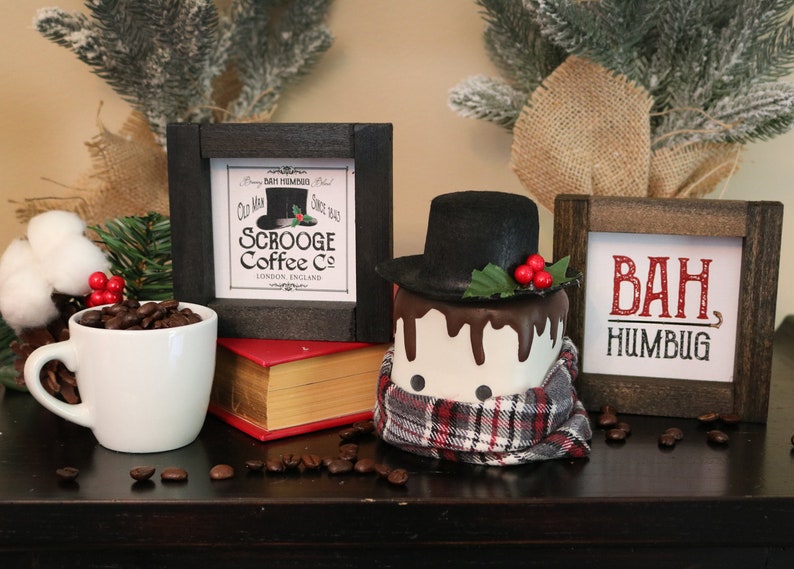 SCROOGE Themed Mini Wood Framed Signs BAH HUMBUG Old Man - Etsy