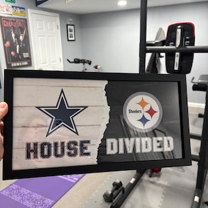 HOUSE DIVIDED Custom 2 SPORTS Team Sign | Framed Sign, Print Only or ...