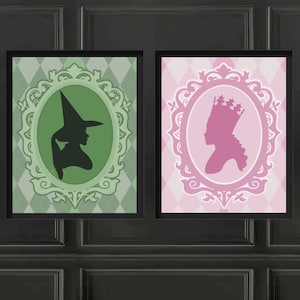 WICKED Inspired ELPHABA and GLINDA Cameo Profile Art Prints | Sold ...