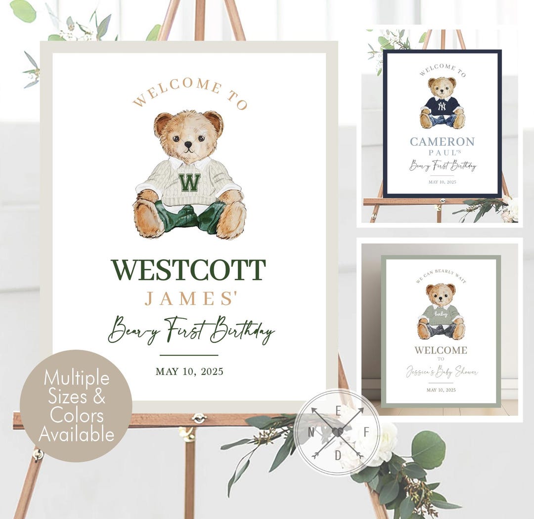 Custom Vintage Bear Welcome Poster | DIGITAL File, Print, Frame or ...