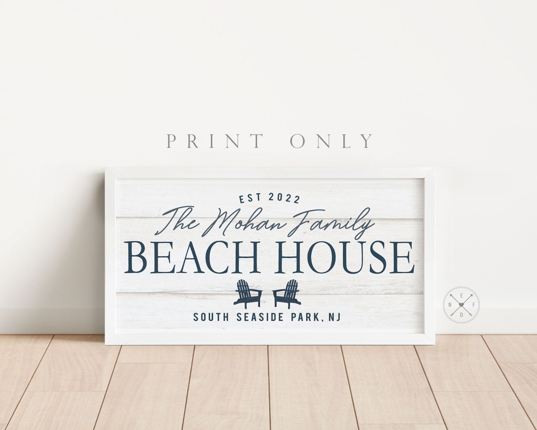 PERSONALIZED Family Name BEACH House Art | PRINT, Framed, Canvas or ...