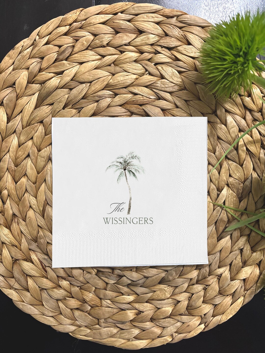 Personalized Palm Tree Napkins | Personalized White Napkin With PALM ...
