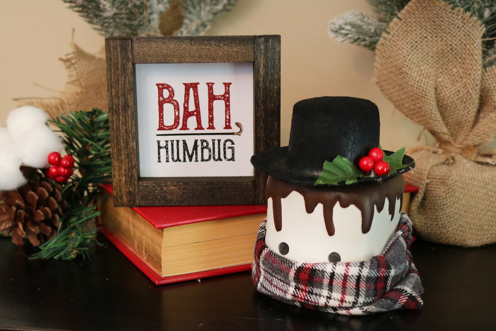 SCROOGE Themed Mini Wood Framed Signs BAH HUMBUG Old Man - Etsy