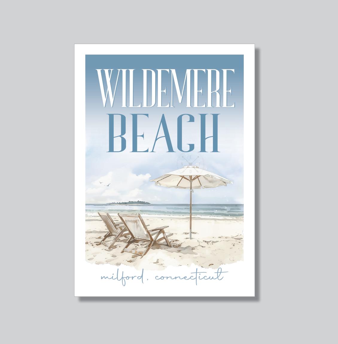 WILDEMERE BEACH Scene Blue Watercolor Art | Milford, Connecticut Beach ...