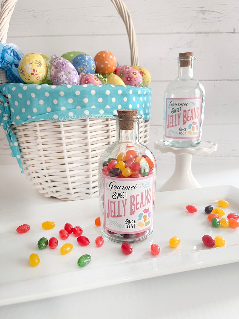 Vintage JELLY BEANS Glass Jar Bottle Decoration Cork Lid - Etsy