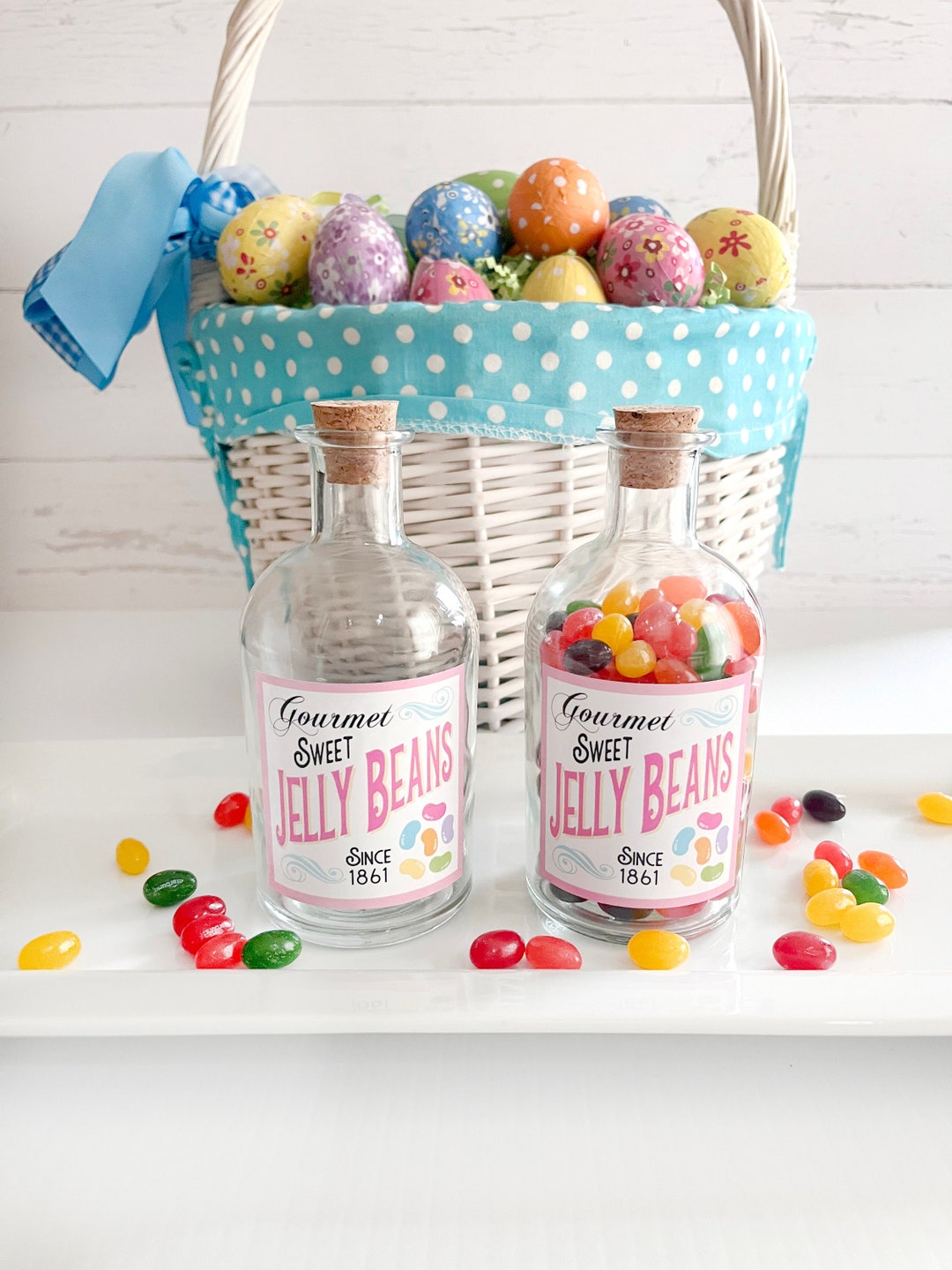 Vintage JELLY BEANS Glass Jar Bottle Decoration | Cork Lid | Fill ...