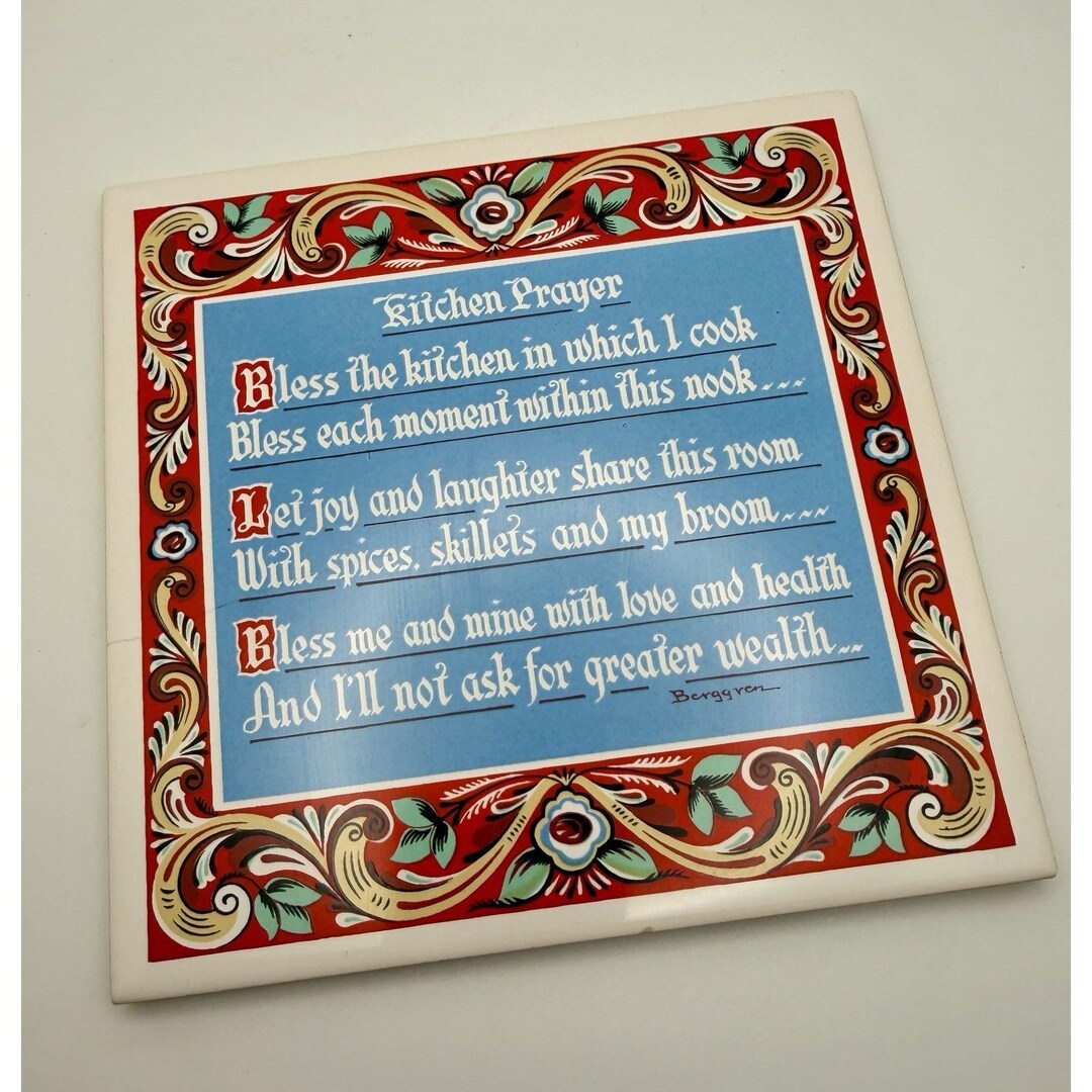 Vintage Ceramic Kitchen Prayer Decorative Ceramic Tile Plaque - Etsy