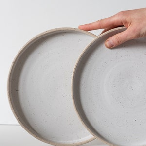 Ceramic Plates Set, Minimal Plates With Rim, White Matte Dishes ...
