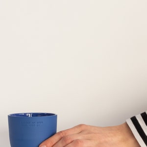 Minimal Blue Coffee Cup, Ceramic Indigo Blue Tumbler, Pottery No Handle ...