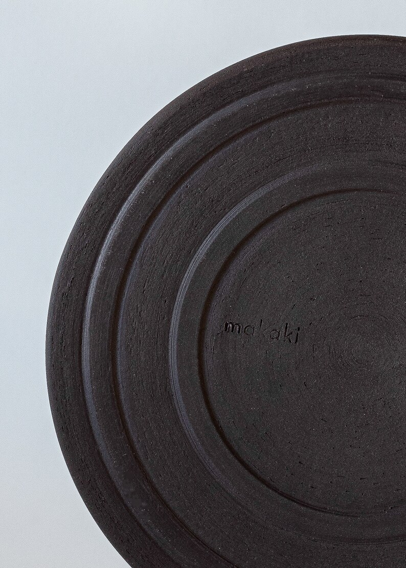 CERAMIC PLATES Set-minimal Plates With Rim-black Matte - Etsy