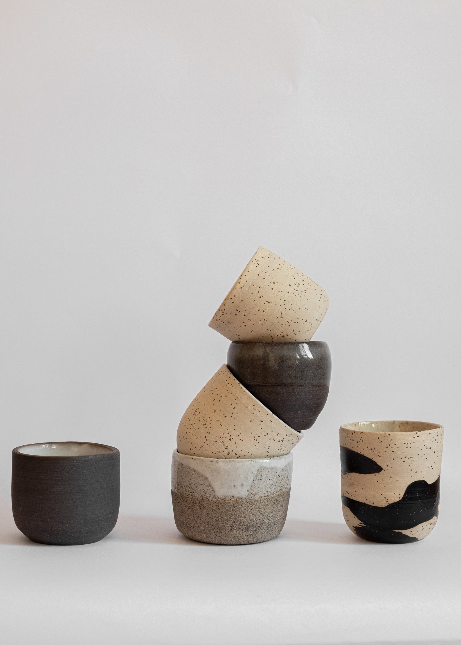 Minimal Stoneware Ceramic Coffee Cup, Natural Speckled Ceramic Tumbler ...
