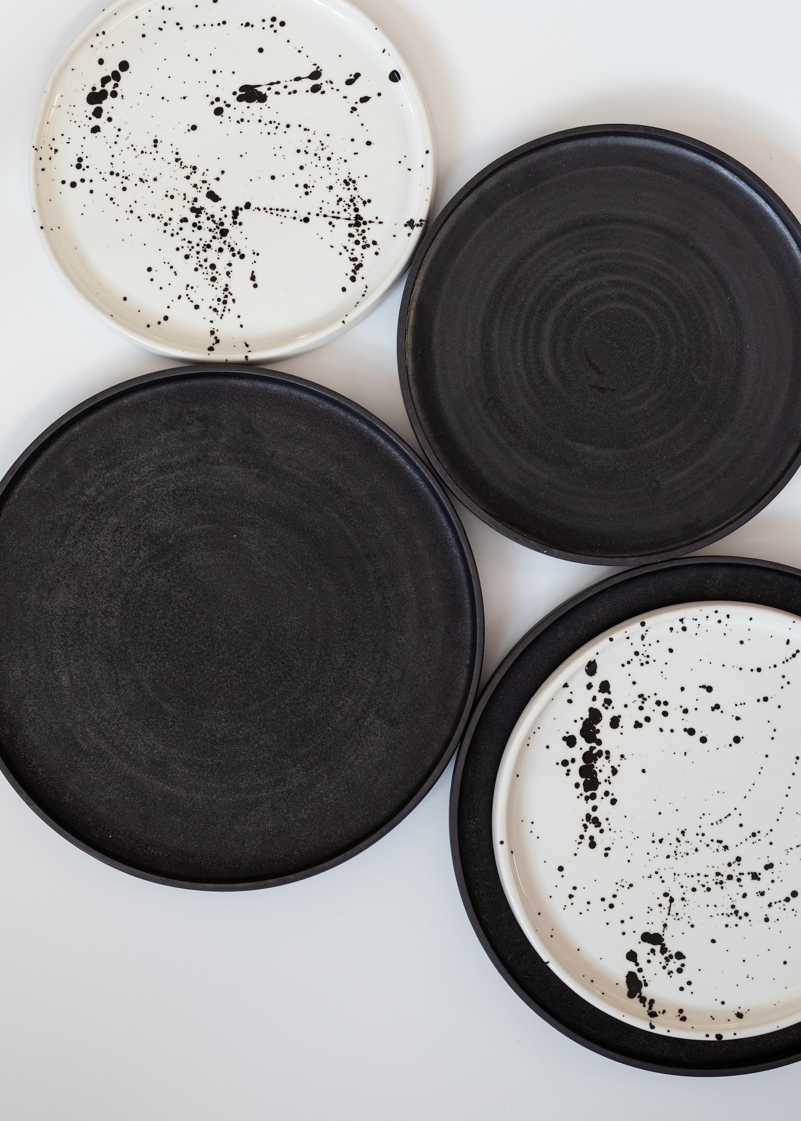Black & White Modern Ceramic Plates Set White Dinnerware With - Etsy