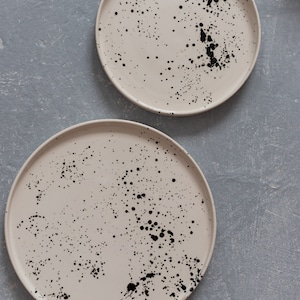 CERAMIC DINNERWARE Set-black White Tableware-black Spots Modern ...