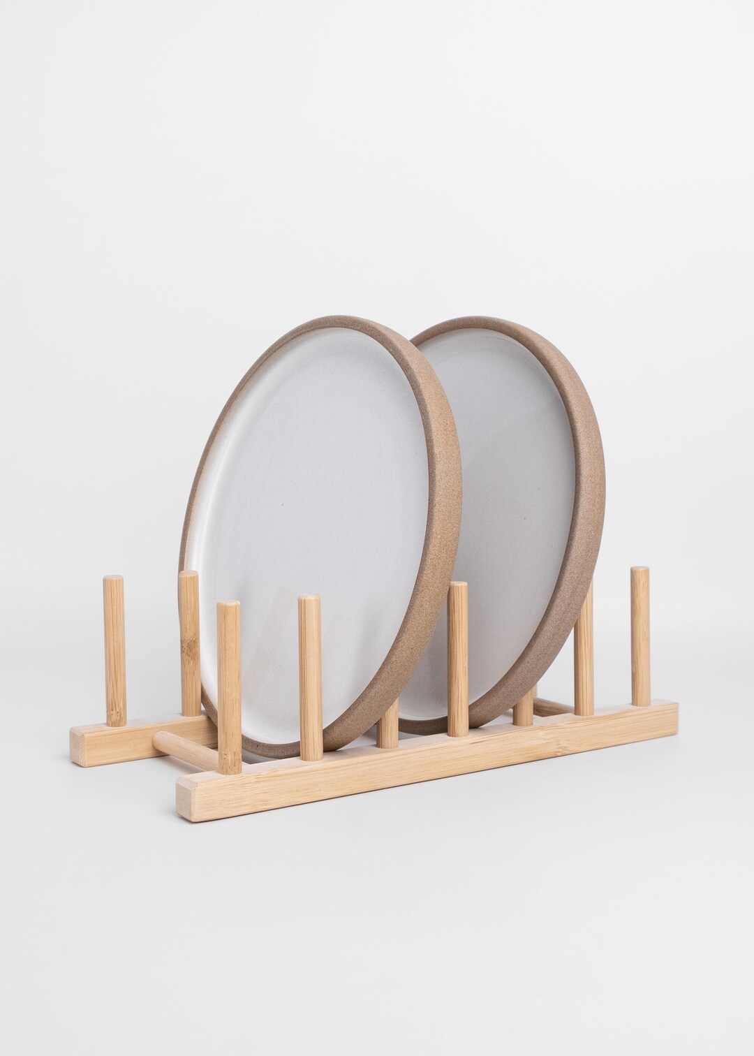 Ceramic Plates Set, Minimal Plates With Rim, White Dishes With Brown ...