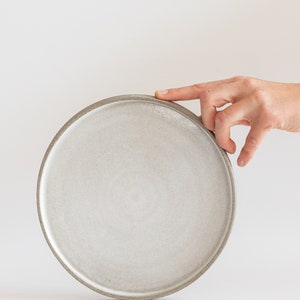 Grey Ceramic Plates Set, Modern Stoneware Dinnerware, Minimal Flat ...