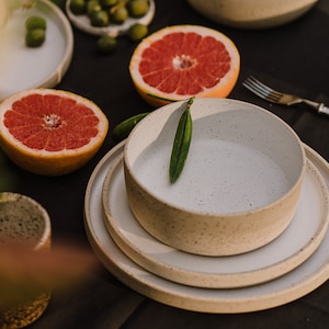 Ceramic Plates Set, Minimal Plates With Rim, White Matte Dishes ...