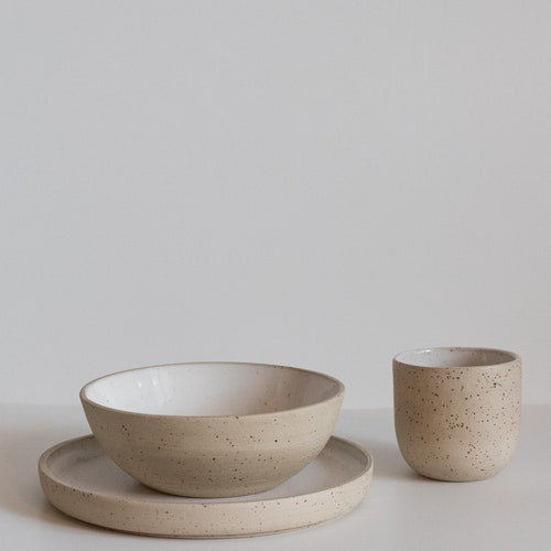 CERAMIC PLATES Set-minimal Plates With Rim-black Matte - Etsy