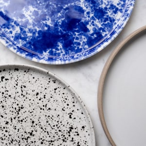 Black and White Ceramic Plates, Modern Dinnerware, White Plates With ...