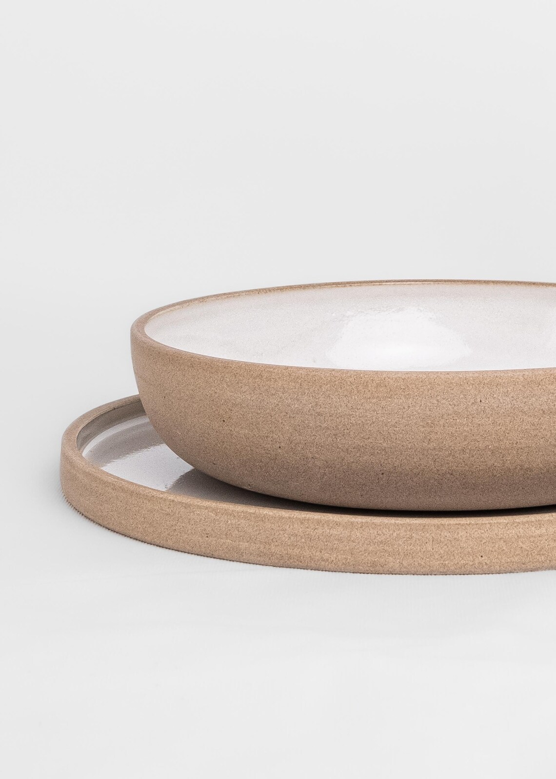 Ceramic Dinnerware Set for 1, 2, 4, 6, 8 Minimal Stoneware Light Brown ...