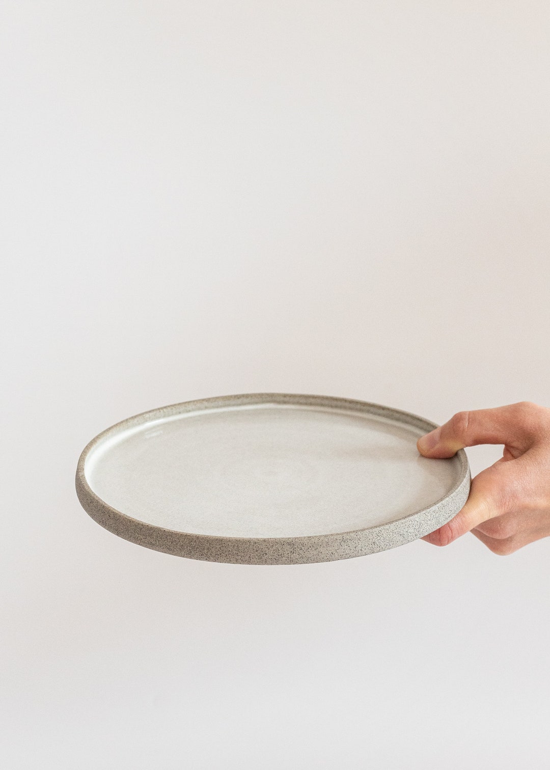 Grey Ceramic Plates Set, Modern Stoneware Dinnerware, Minimal Flat ...