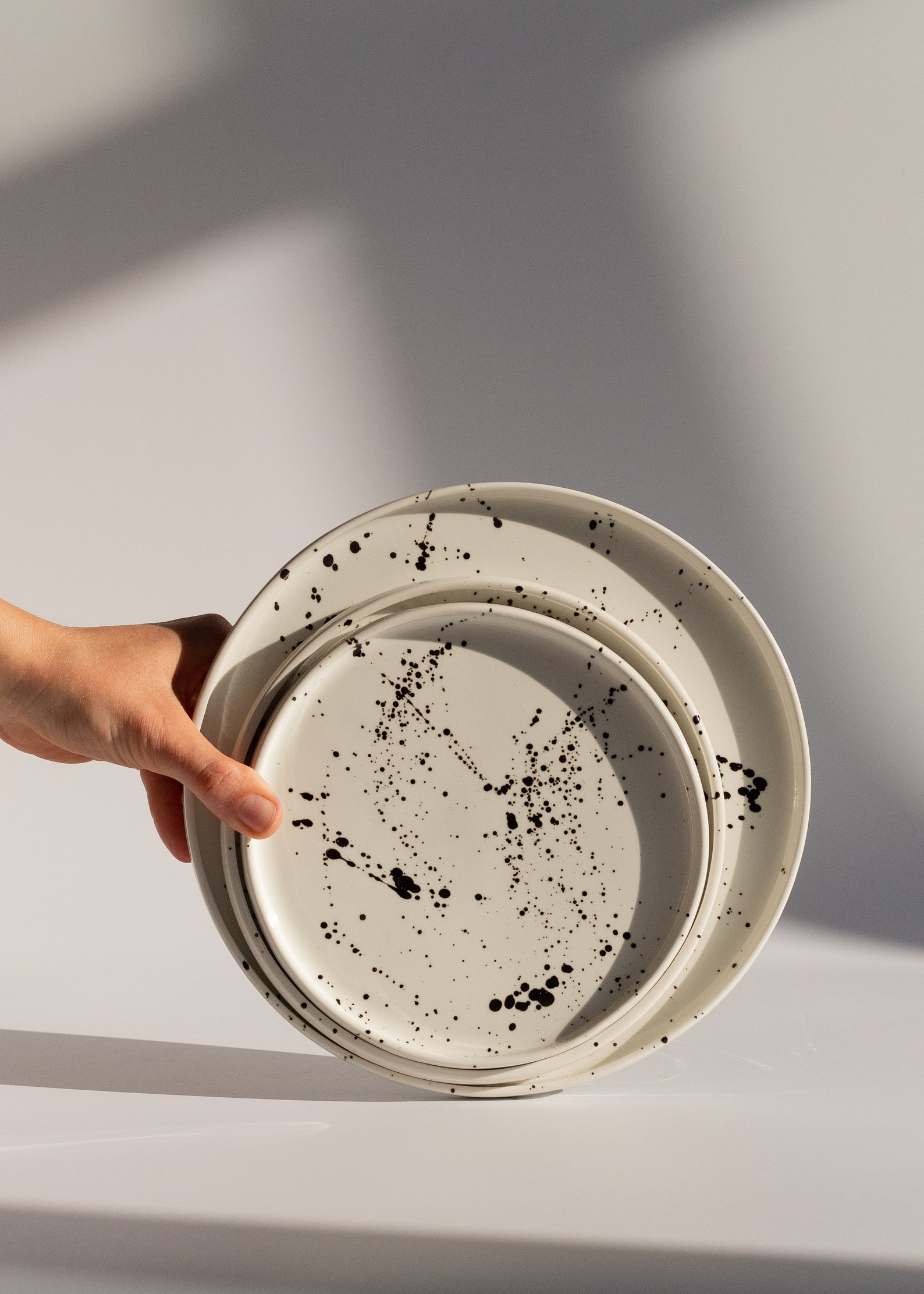 CERAMIC DINNERWARE Set-black White Tableware-black Spots - Etsy