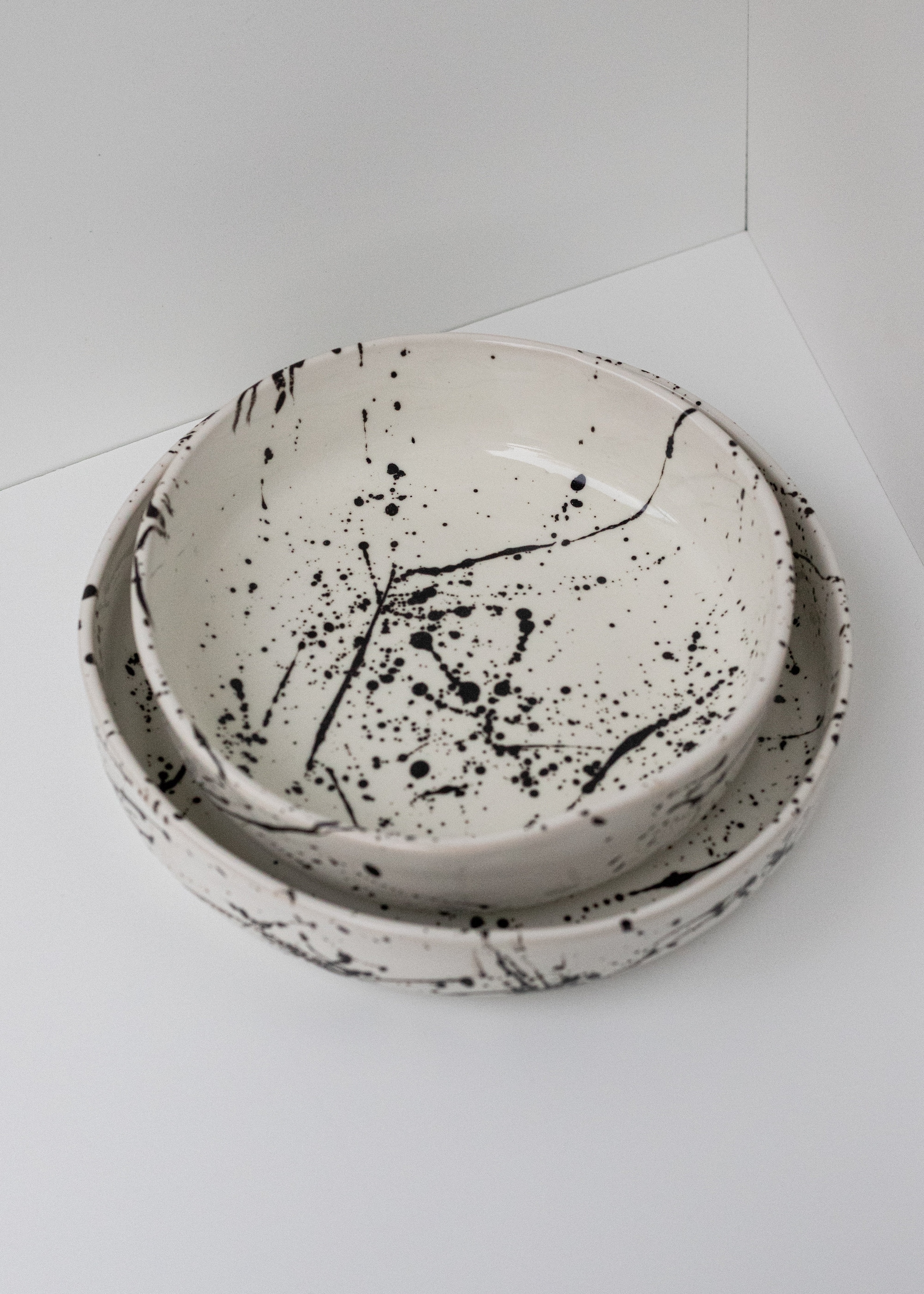 CERAMIC DINNERWARE Set-black White Tableware-black Spots - Etsy