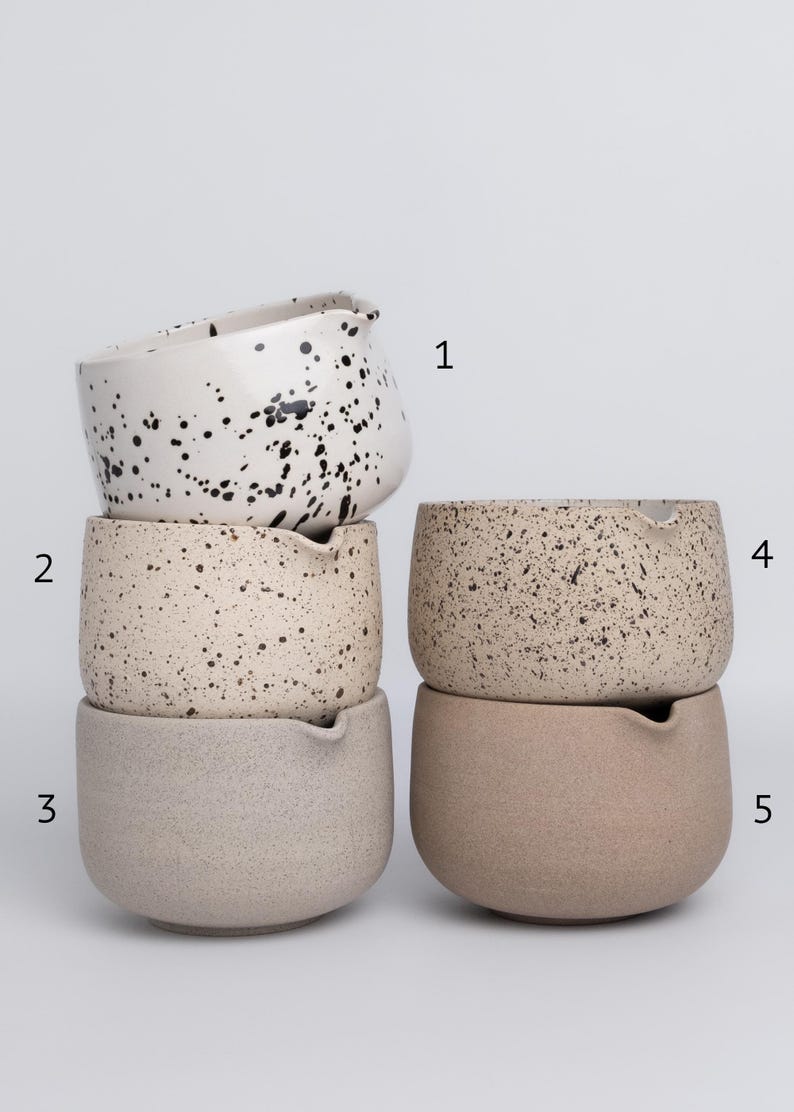 Minimal Stoneware Matcha Bowl With Spout – Handmade Matchawan in Earthy ...
