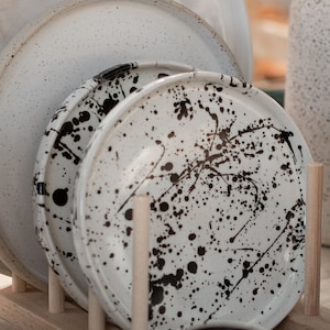 Black and White Ceramic Plates, Modern Dinnerware, White Plates With ...