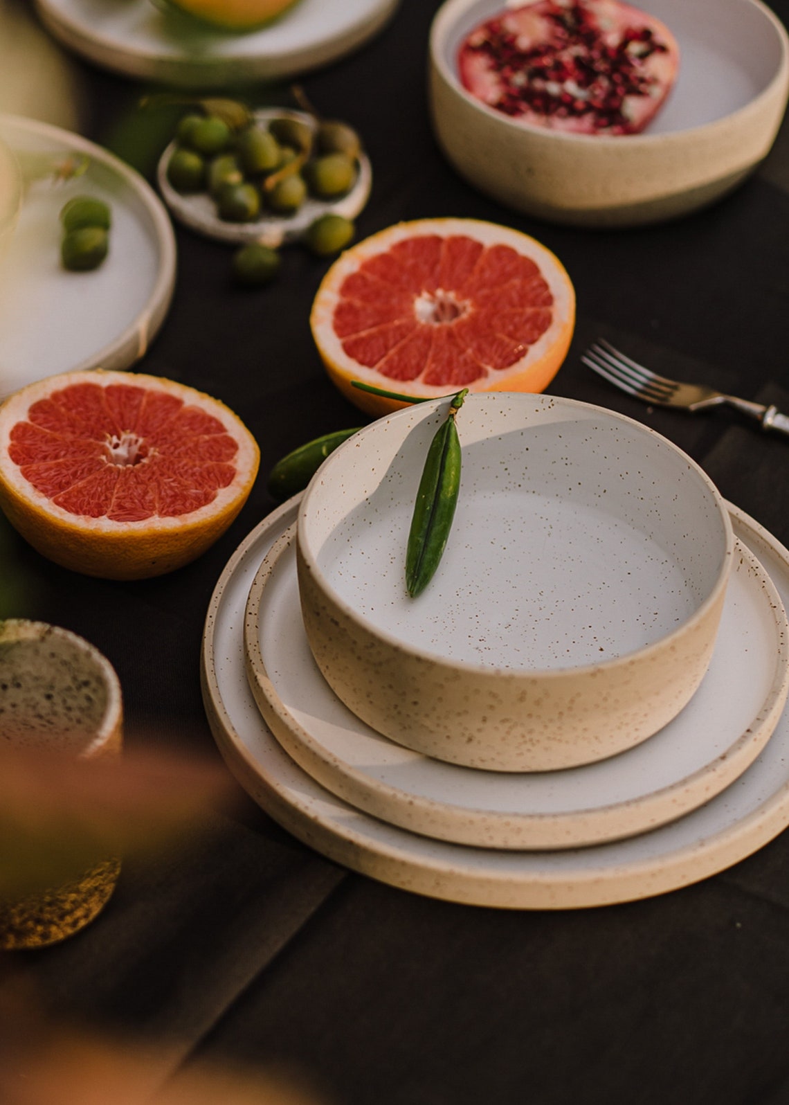 CERAMIC DINNERWARE Set-minimal Tableware-white Matte Dishes-earthy ...