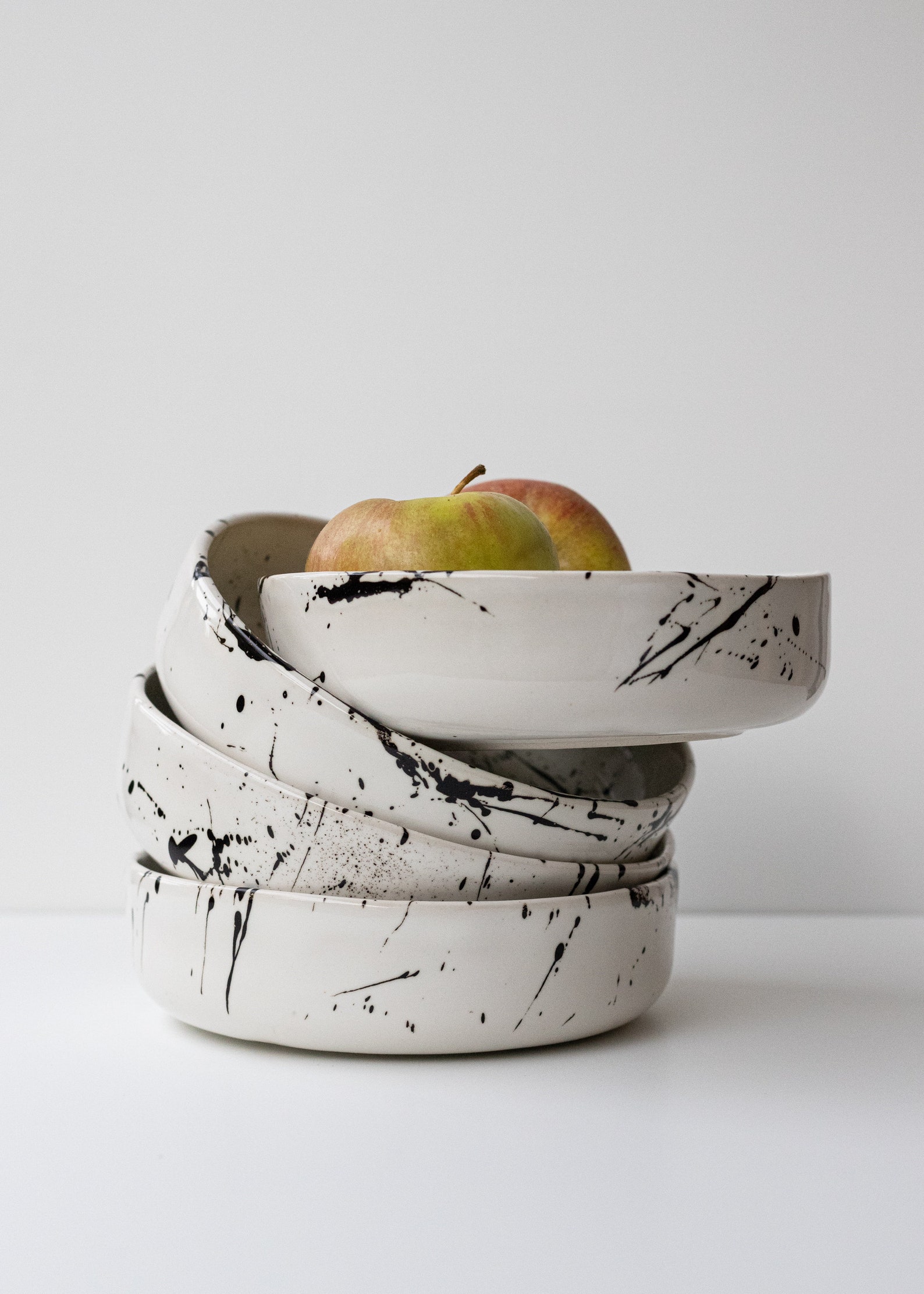 CERAMIC DINNERWARE Set-black White Tableware-black Spots - Etsy
