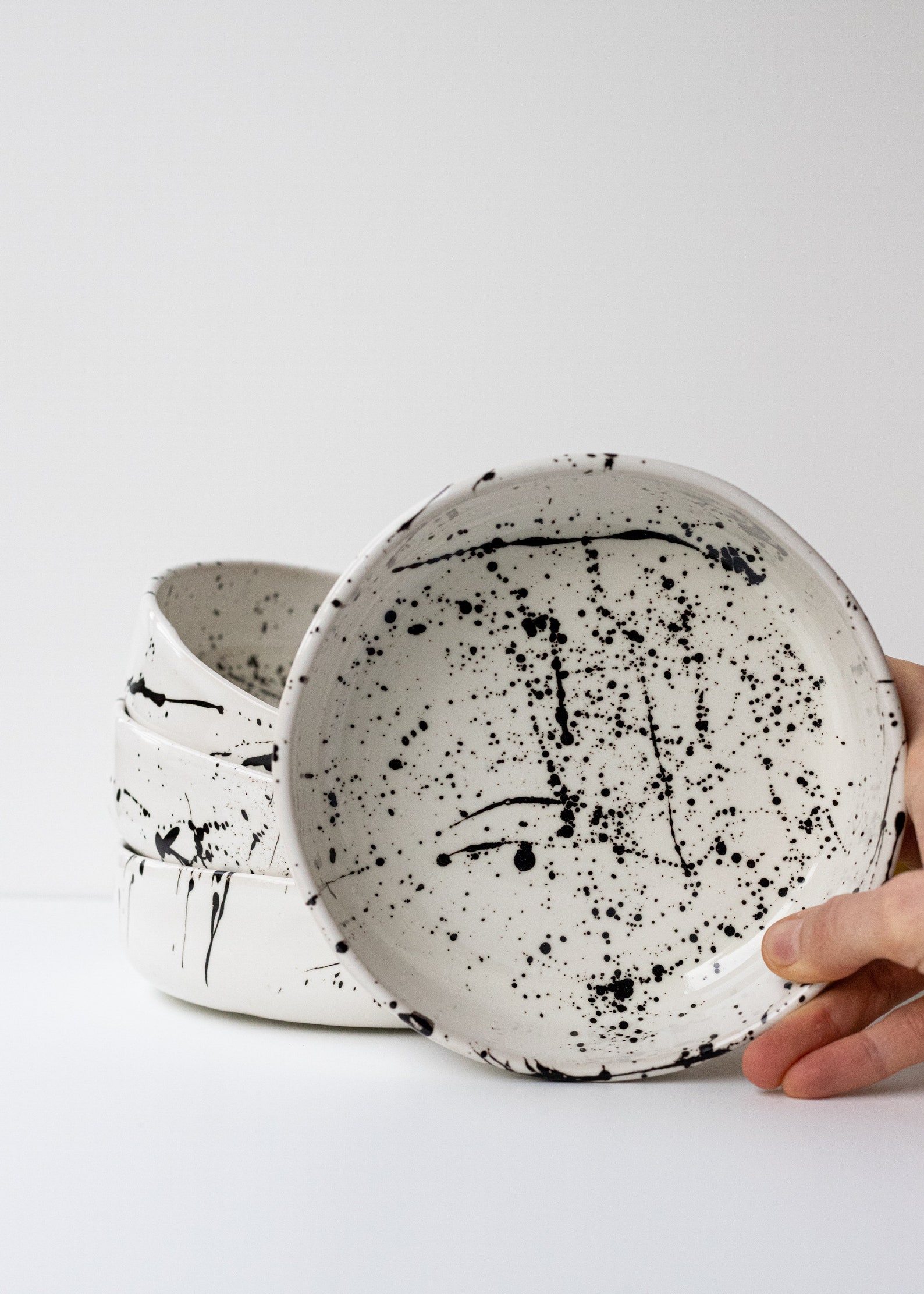 CERAMIC DINNERWARE Set-black White Tableware-black Spots - Etsy