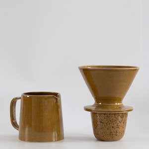 Mustard Brown Ceramic Pour Over Coffee Set, Pour Over + Coffee Jug ...